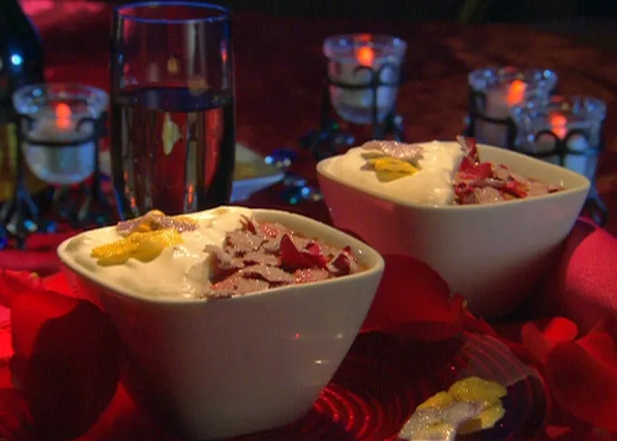 Chocolate pudding with candy roses Recipe | Food Network UK