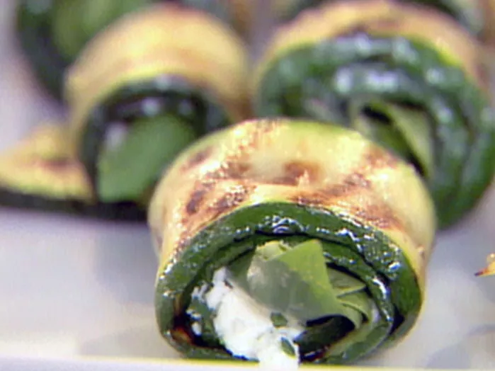 Grilled courgette rolls with herbs and cheese Recipe | Food Network UK
