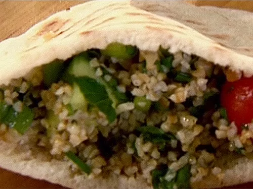 Pitta stuffed with tabbouleh and shards of feta Recipe | Food Network UK