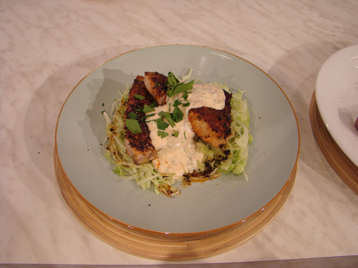 Seared Cajun swordfish and garlic mayonnaise Recipe | Food Network UK