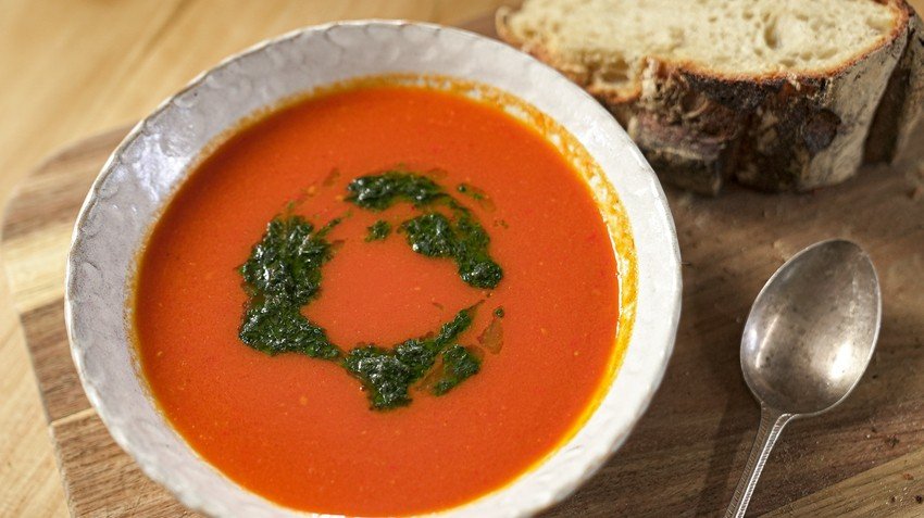 Michel Roux's Tomato Veloute with Pistou Recipe | Food Network UK