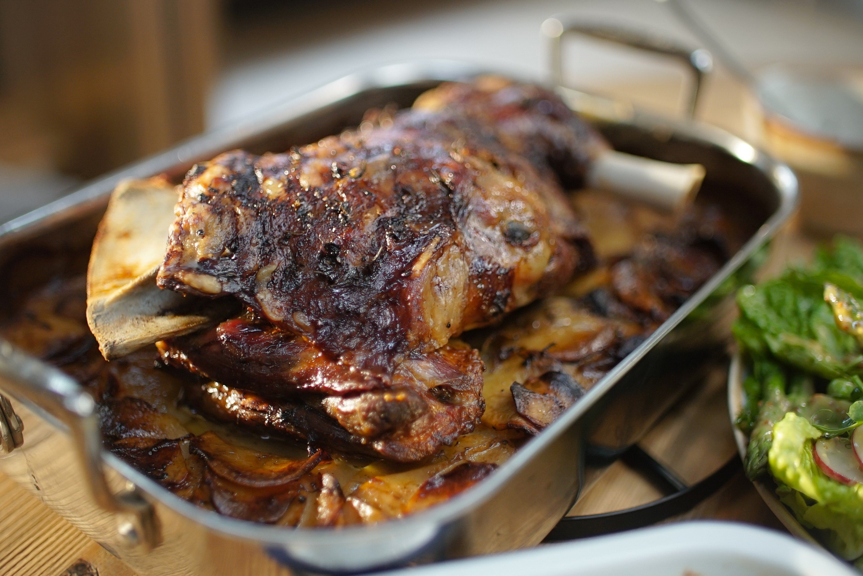 Tom Kerridge's Slow Roast Lamb on Boulangere Potatoes Recipe | Food ...