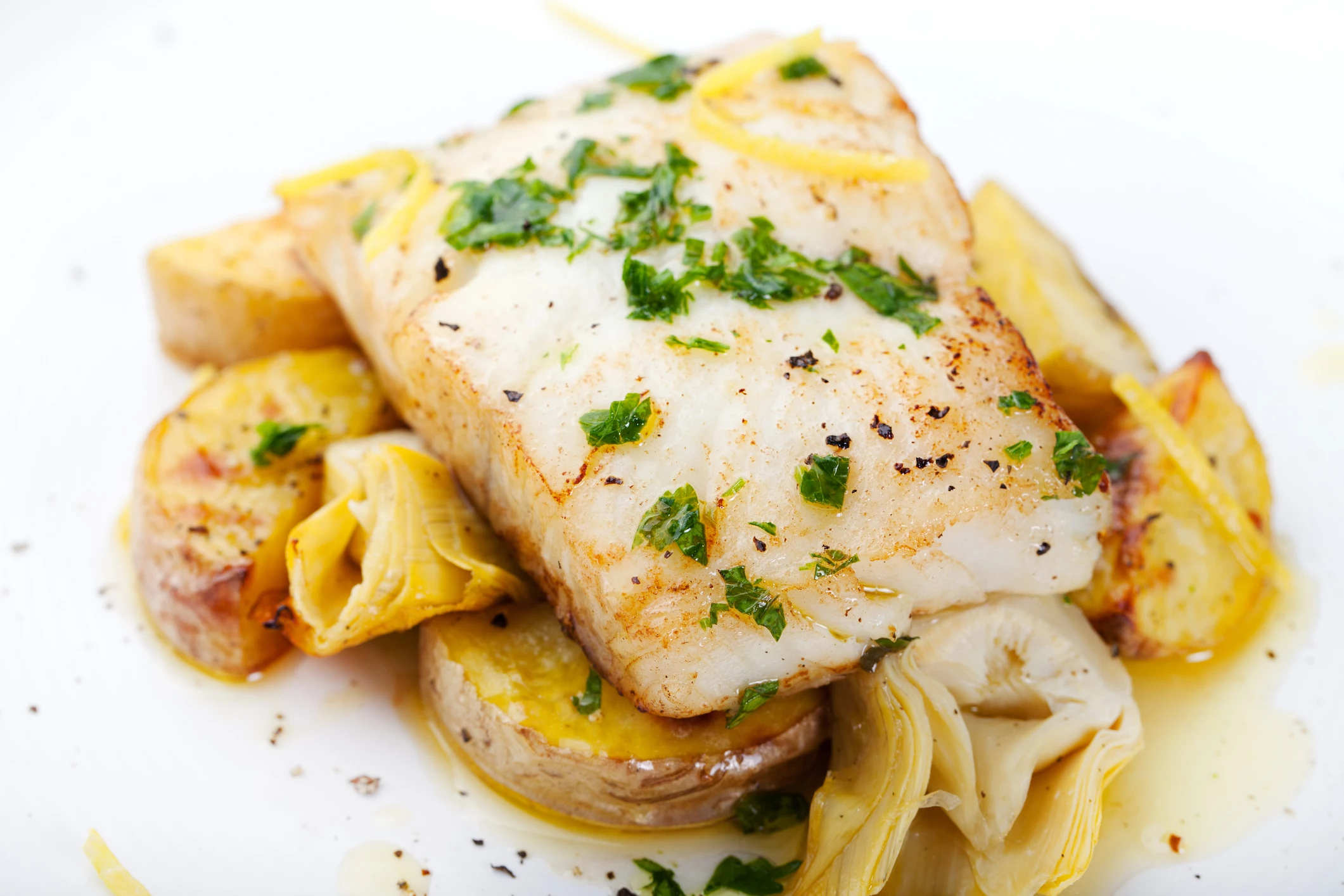 5 Ingredient Pan-Seared Halibut with Artichoke Hearts in a Saffron ...