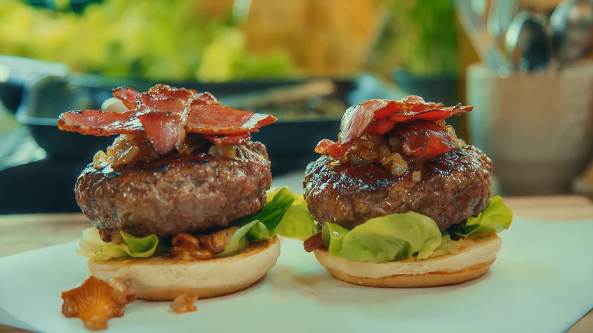 Michel Roux's Smoked Duck Burger with Girolle Mushrooms Recipe | Food ...