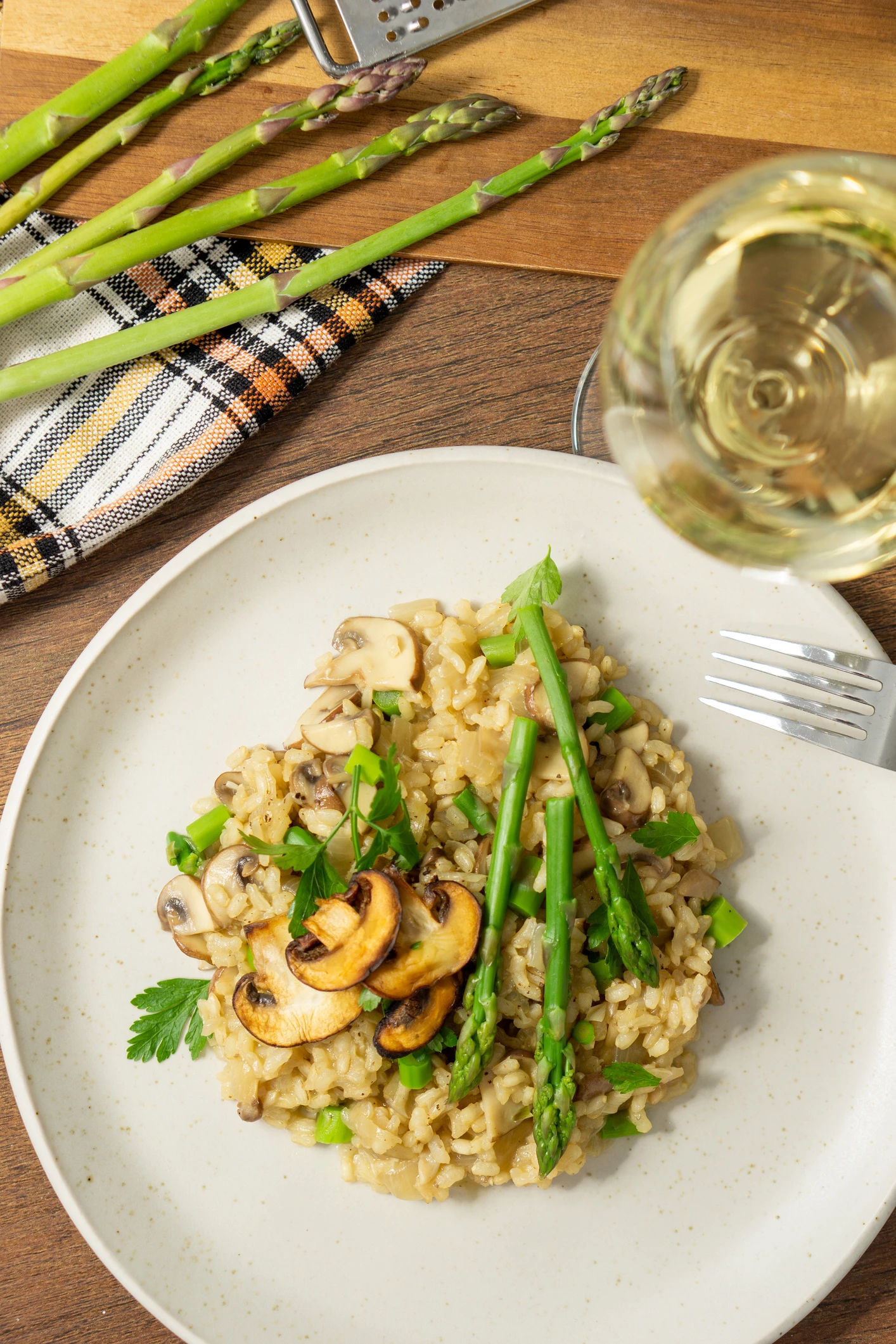 Asparagus and Mushroom Risotto with Parmesan Recipe | Food Network UK