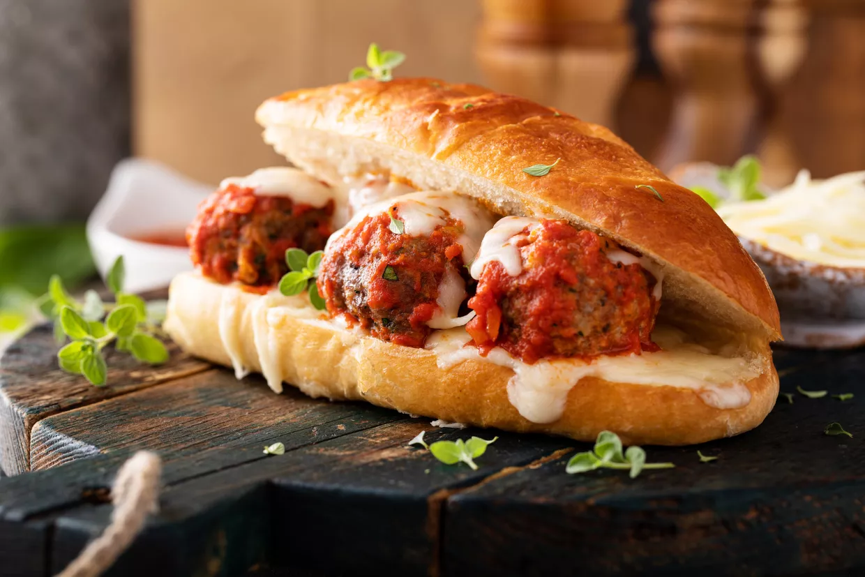 Vegetarian Meatball Subs with Melted Cheese Recipe | Food Network UK