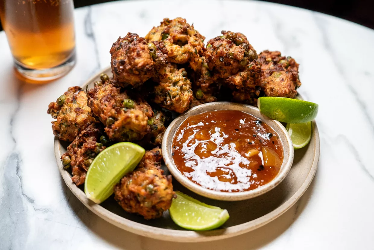 Tom Kerridge's Paneer and Pea Fritters Recipe | Food Network UK