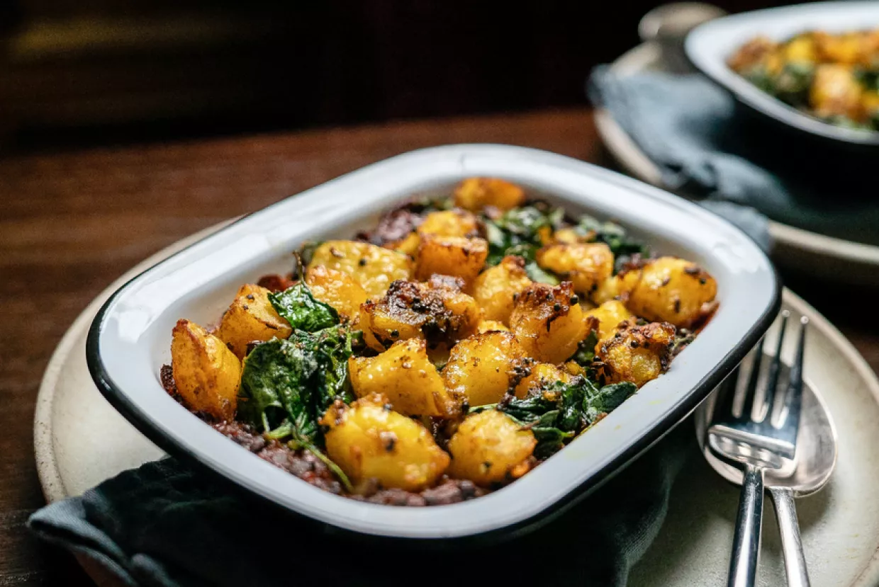 Tom Kerridge's Saag Aloo Cottage Pies Recipe | Food Network UK