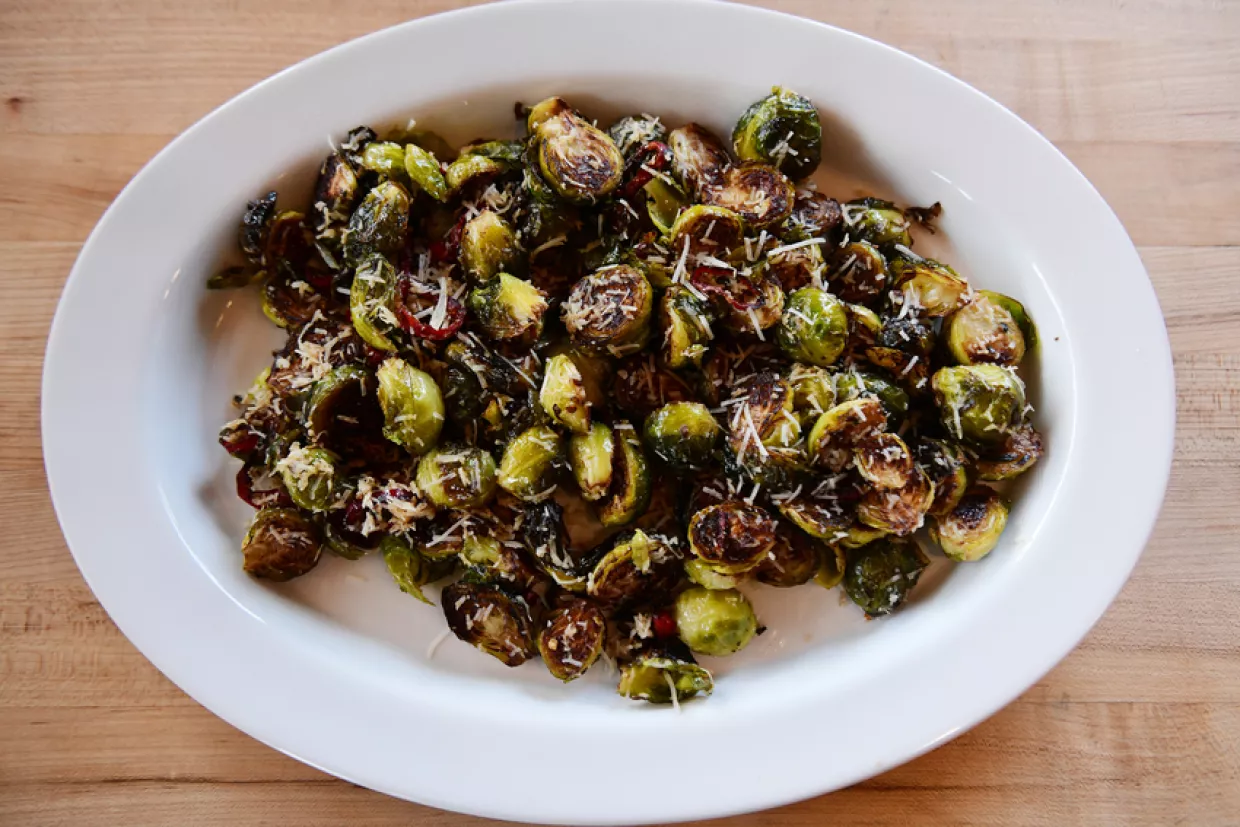 Spicy Parmesan Brussels Sprouts Recipe | Food Network UK