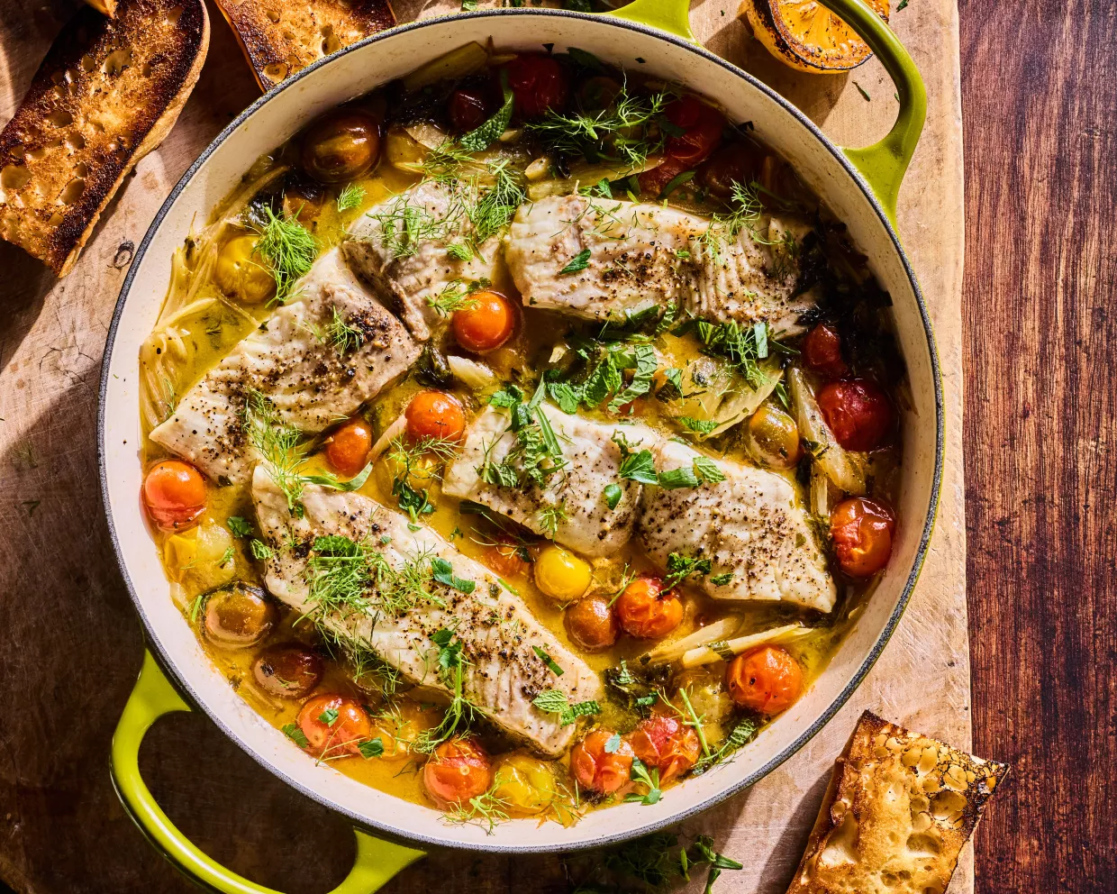 Grill-Poached Tomato Butter Halibut Recipe | Food Network UK